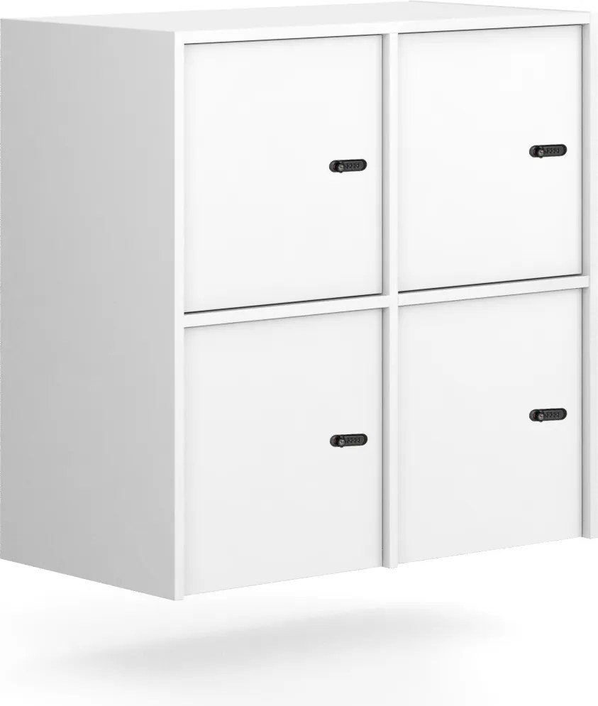 Nástavba pro skříně FRAME, 4x dveře, 872 x 450 x 854 mm, mechanický zámek, bílá