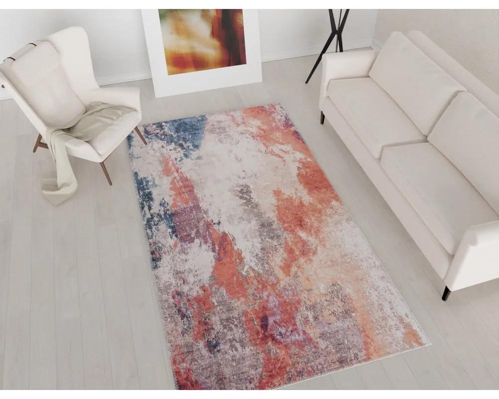 Červeno-modrý pratelný koberec 80x50 cm - Vitaus