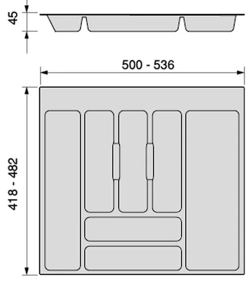 In-Design Příborník Optima 490 mm antracitový - různé šířky Šířka příborníku (mm): 300 - 336