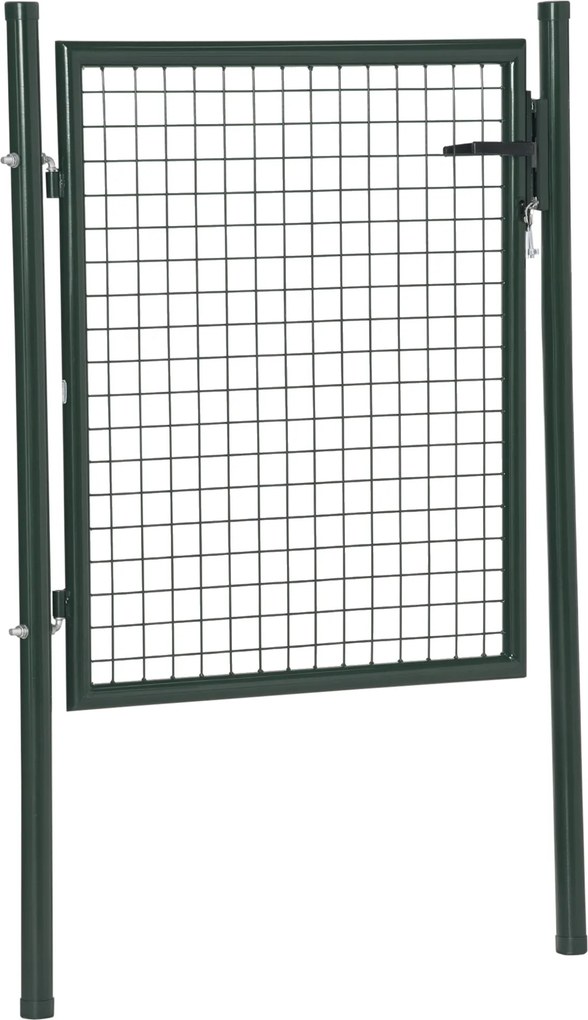 HOMCOM Ocelová zahradní brána s uzamykatelnou rukojetí a 3 klíči, blokující dveře pro venkovní patio a terasu 97x150 cm Zelená | Aosom
