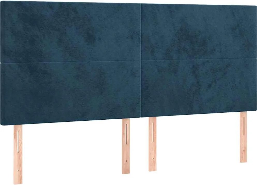 Čelo postele s LED tmavě modré 180x5x118/128 cm samet 3122208