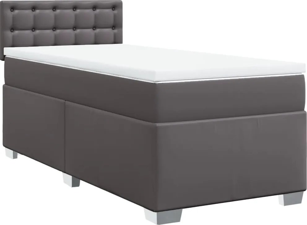 Box spring postel s matrací šedá 90x190 cm umělá kůže 3288402