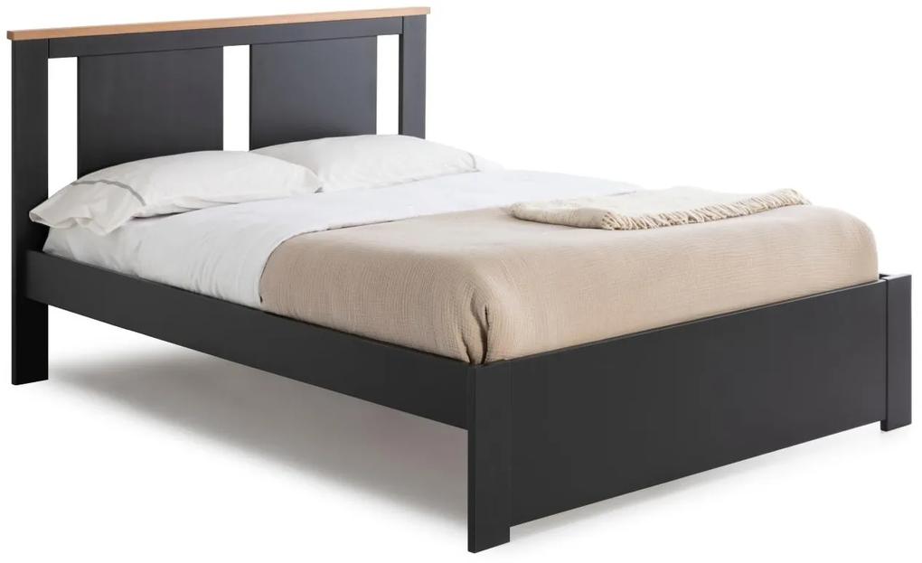 Antracitově šedá borovicová dvoulůžková postel Marckeric Enara 140 x 190 cm