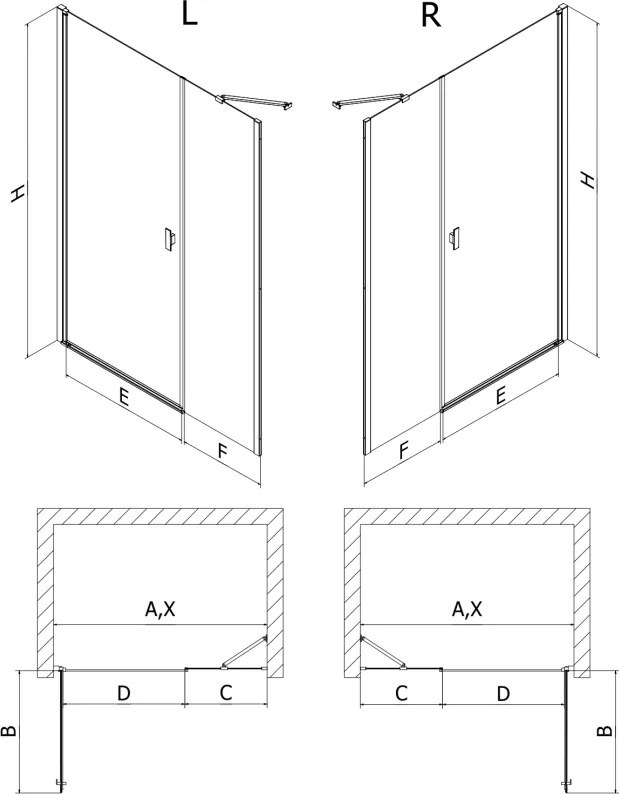 Mexen Mist-B, 1-křídlé sprchové dveře 105 cm, čiré sklo, měděný matný profil, 8A2-105-001-65-00