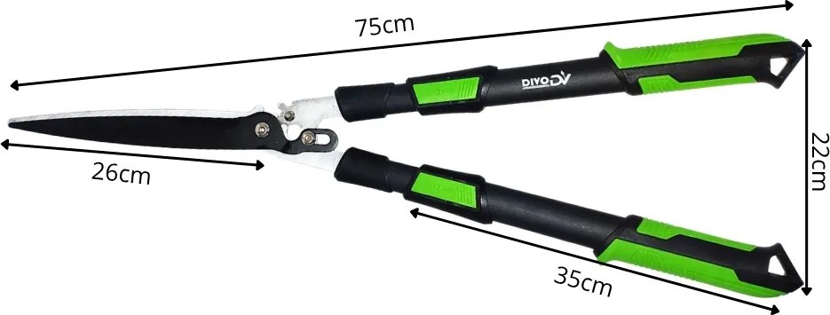 Teleskopické ruční nůžky na živý plot s nastavitelnou délkou pro keře, 96 cm, DIVODV