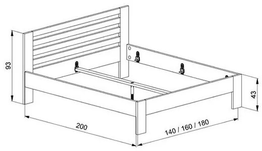 MRAVA, s.r.o. Dvoulůžková postel INES ROZMĚR: 140 x 200 cm - ATYP