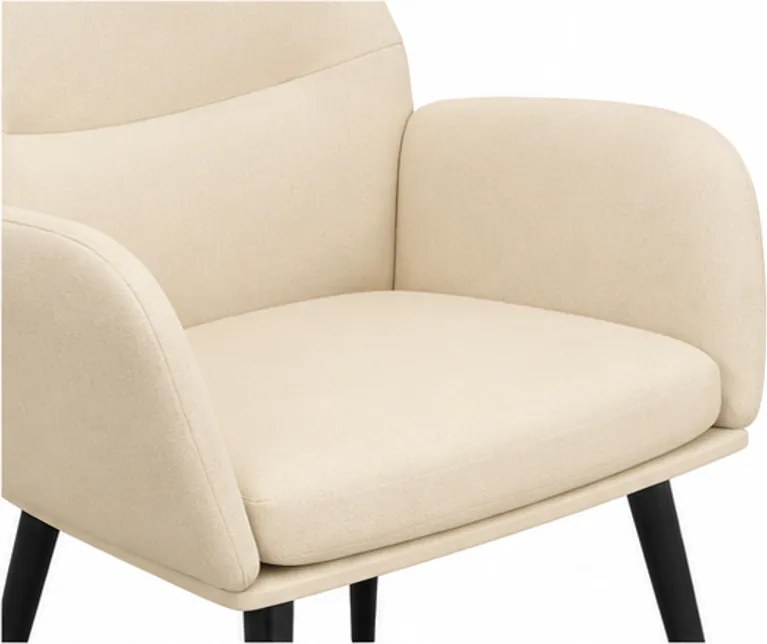 relaxační křeslo, odpočinkové, dřevo/kov/textil, 96x68x79 cm, nohy černé/krémová, Dekorino KR20260057