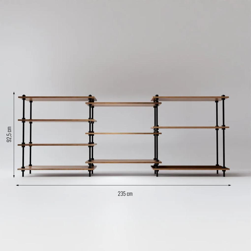Kovové regály v industriálním stylu DECO s 10 policemi, 92,5x235x35 cm