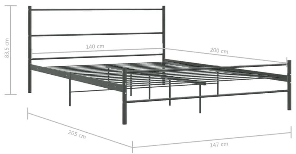 Petromila Rám postele šedý kovový 140 x 200 cm