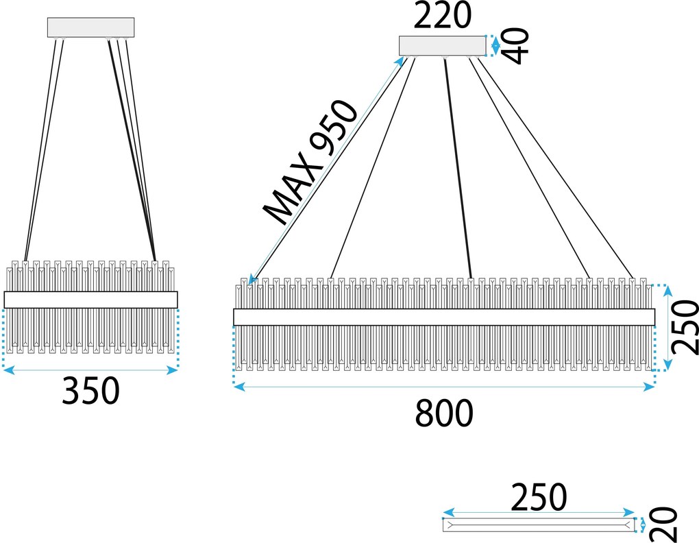 Toolight Toolight, LED křišťálové svítidlo 80x35 cm, APP1513-CP80, zlatá matná, OSW-03260