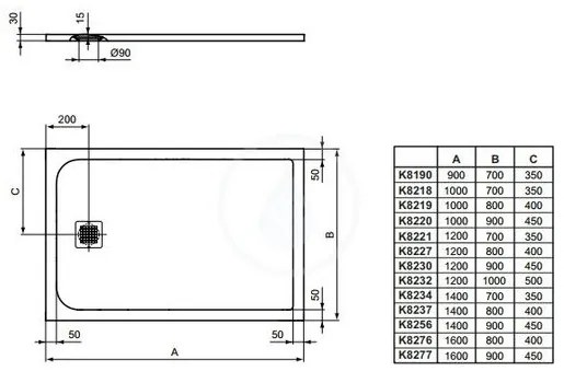 Ideal Standard UltraFlat S Sprchová vanička 90x70 cm, písková K8190FT