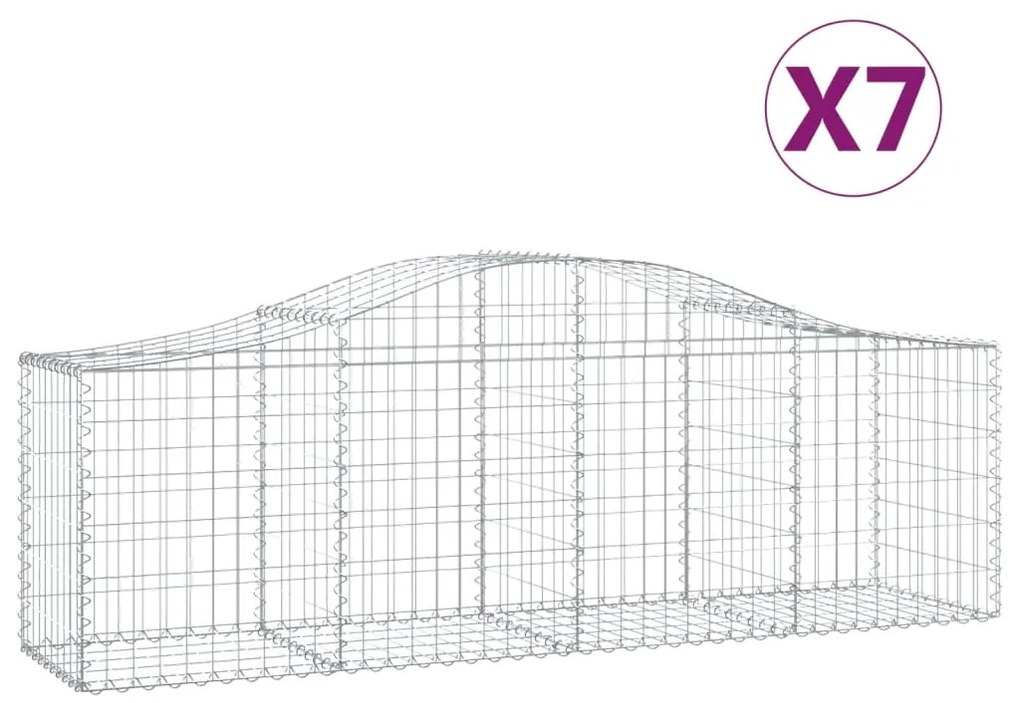 vidaXL Klenuté gabionové koše 7 ks 200x50x60/80 cm pozinkované železo