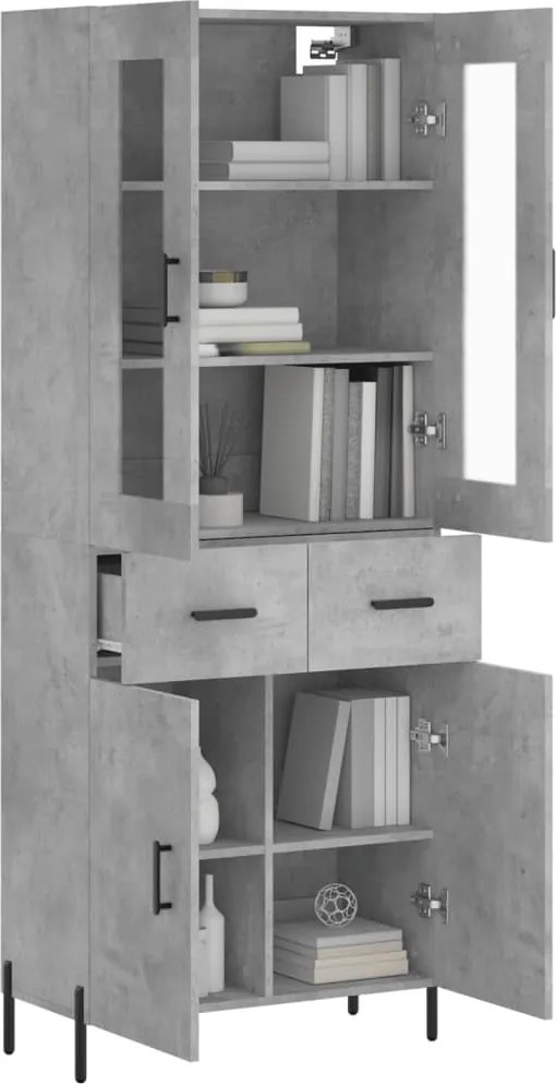 Skříň highboard betonově šedá 69,5x34x180 cm kompozitní dřevo 3198541