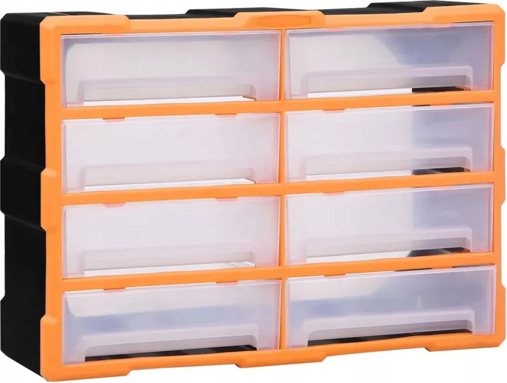 Organizéry S 12 Zásuvkami 2 Ks 26,5 X 16 X 26 Cm oranžová a černá 8 zásuv