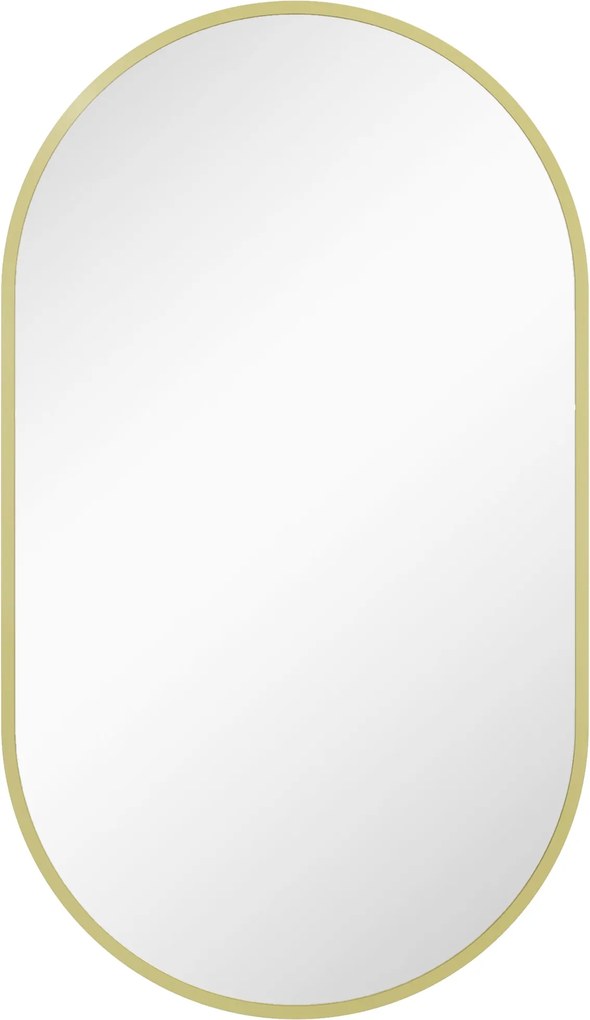 HOMCOM Oválné zrcadlo do koupelny 40x70 cm s hliníkovým rámem Dekorativní nástěnné zrcadlo Horizontální nebo vertikální pro obývací pokoj, vstup nebo