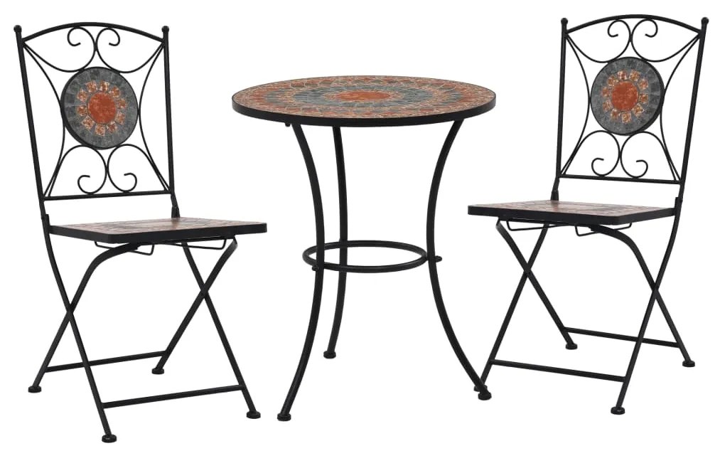 279691 vidaXL 3dílný mozaikový bistro set keramický oranžovo-šedý