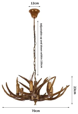 Brilagi - Lustr na řetězu DEER 6xE14/10W/230V pr. 70 cm paroží