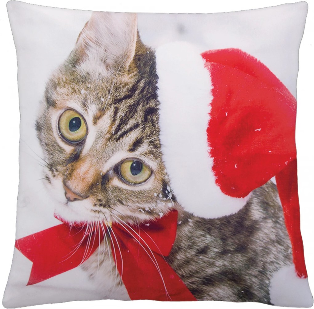 Polštář X-MAS PETS HYP 40x40cm, kočičí motiv mikrovlákno ESSEX Varianta: Povlak na polštář s antialergickou prošívanou výplní, 40x40 cm