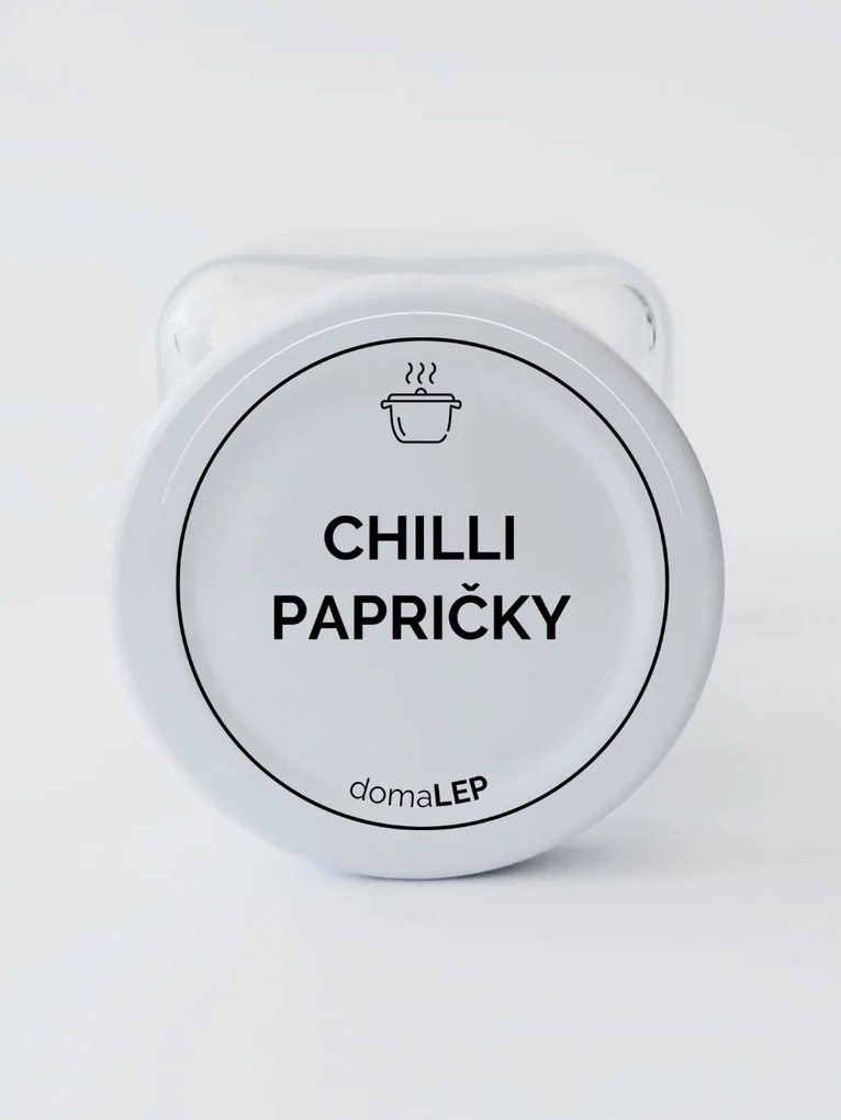 Samolepka na kořenky CHILLI PAPRIČKY průhledná 5 cm tučné písmo