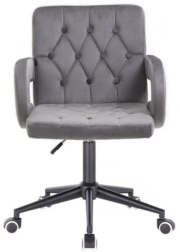 LuxuryForm DESIGN Otočná židle BOSTON VELUR na černé podstavě s kolečky - šedá