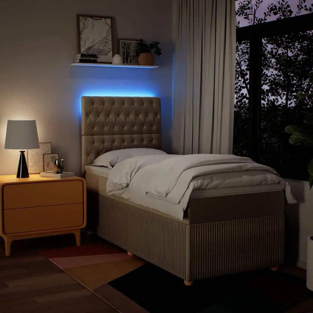 Box spring postel s matrací krémová 90x200 cm textil 3294251