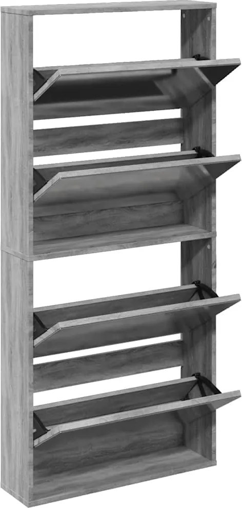 Botník se zrcadlem 4patrový šedý sonoma 63 x 17 x 134 cm 3228278