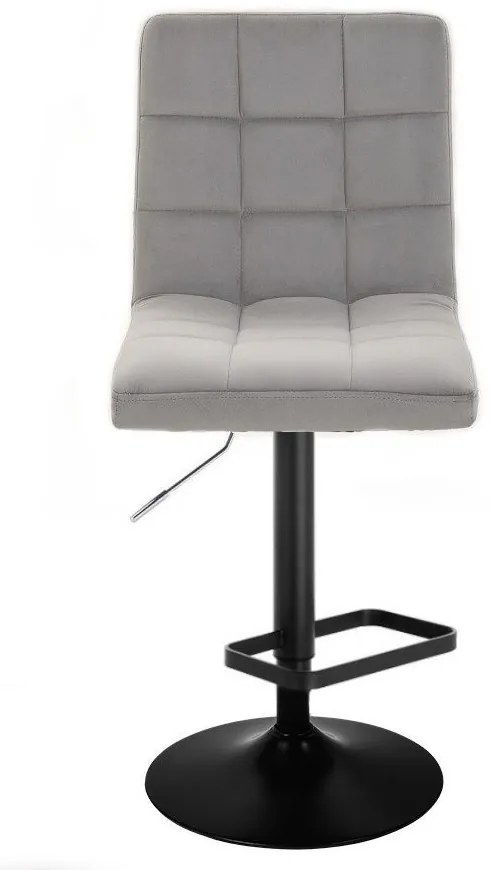 LuxuryForm DESIGN Barová židle TOLEDO VELUR na černé kulaté podstavě - světle šedá