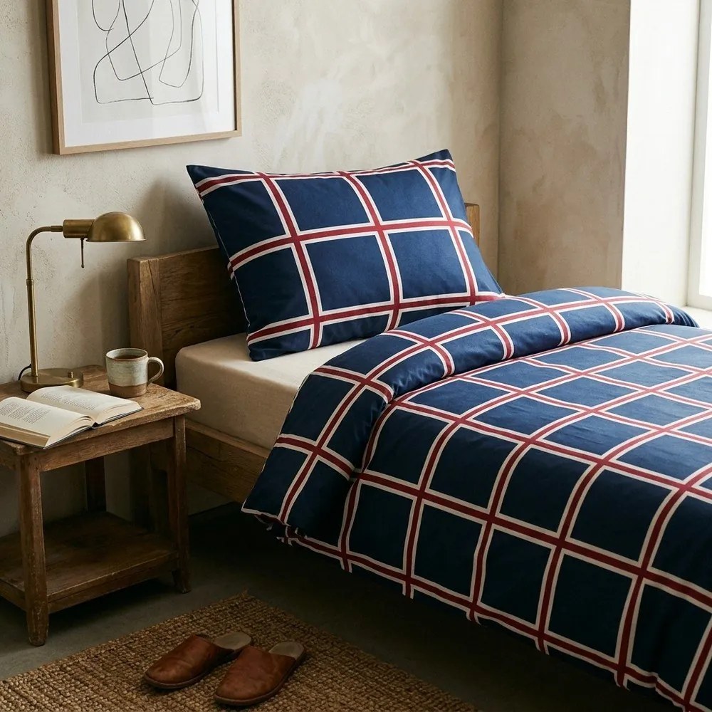 Tmavě modré bavlněné povlečení na jednolůžko 140x200 cm Frank – Cotton House