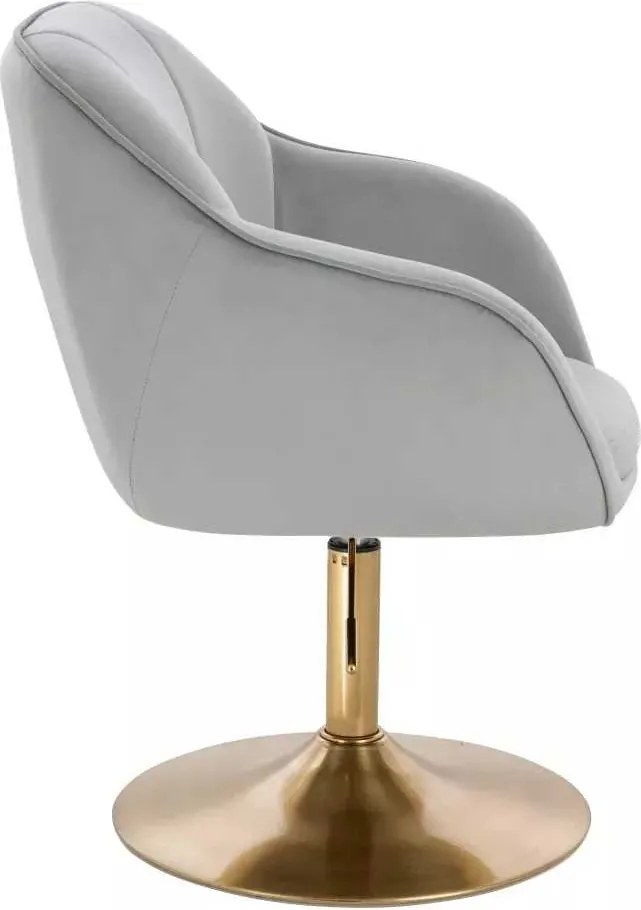 LuxuryForm DESIGN Otočná židle AVOLA VELUR na zlatém talíři - světle šedá