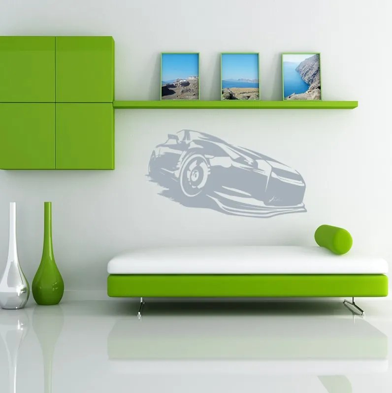 Živá Zeď Samolepka na zeď Abstraktní auto Barva: šedá, Velikost: 60 x 33 cm