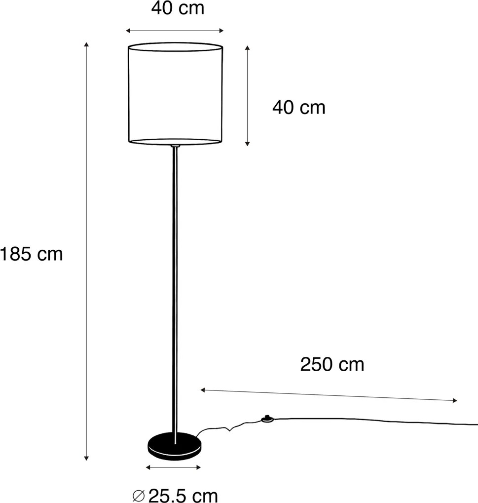 Stojací lampa mosazná s sametovým stínidlem hnědá 40 cm - Simplo