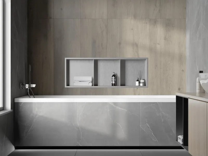 Mexen X-Wall-R nástěnná polička s límcem a policí 90 x 30 cm, inox - 1910903010S
