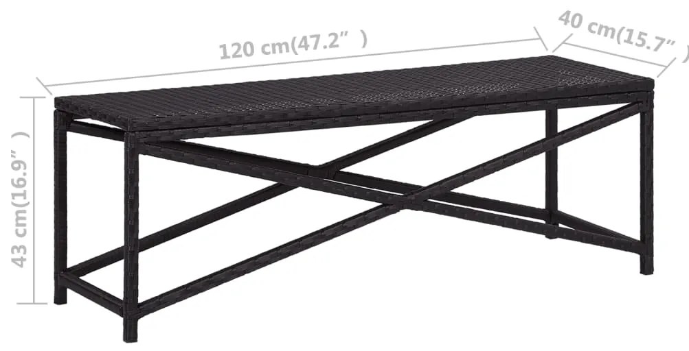 vidaXL Marketos Zahradní lavice 120 cm polyratan černá