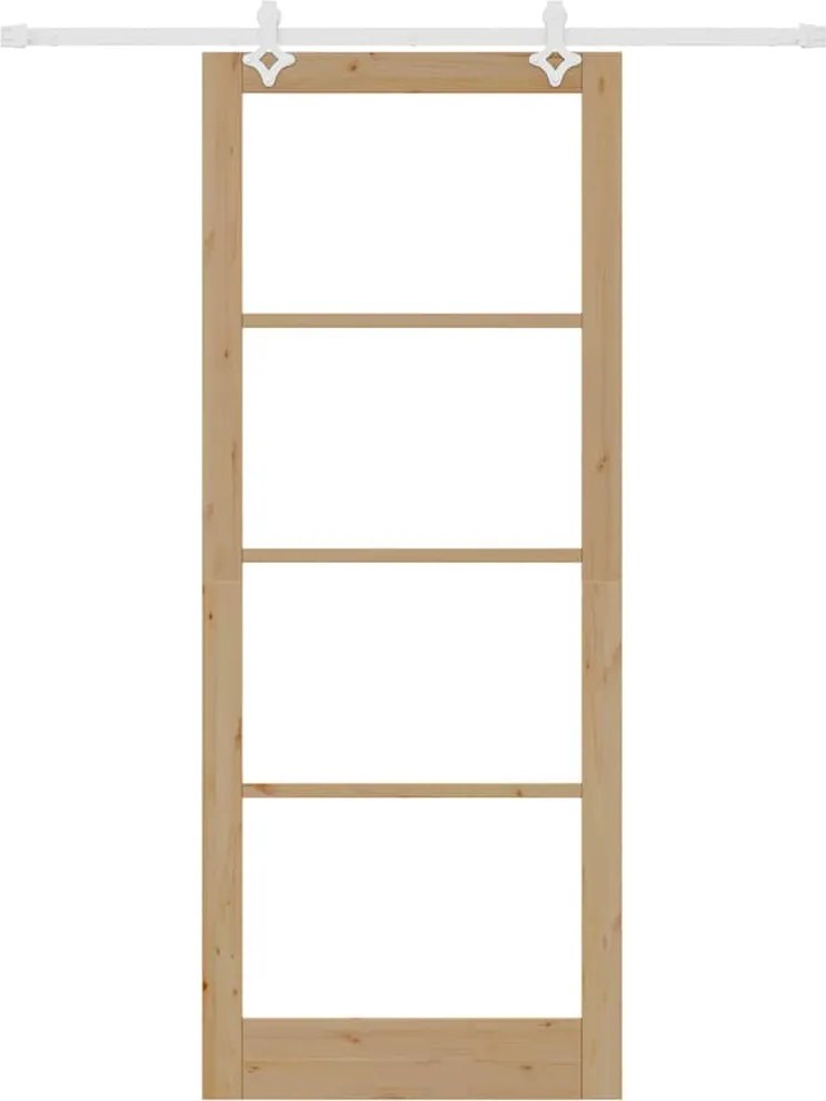 Posuvné dveře 93 x 232 cm Masivní borové dřevo a sklo Přírodní 3332235