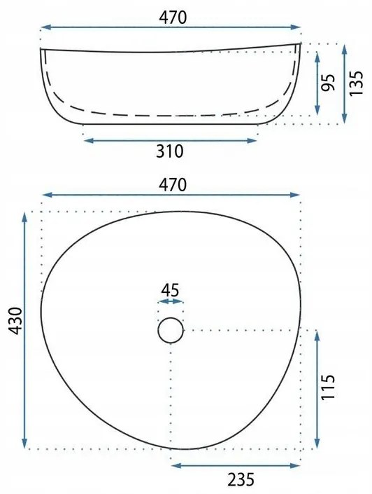 Keramické umyvadlo na desku REA BASARO WIKTORIA bílé