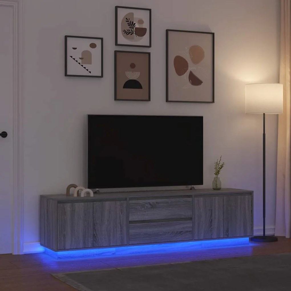 TV skříňka s LED světly šedá Sonoma 193,5x41x50 cm 3328440