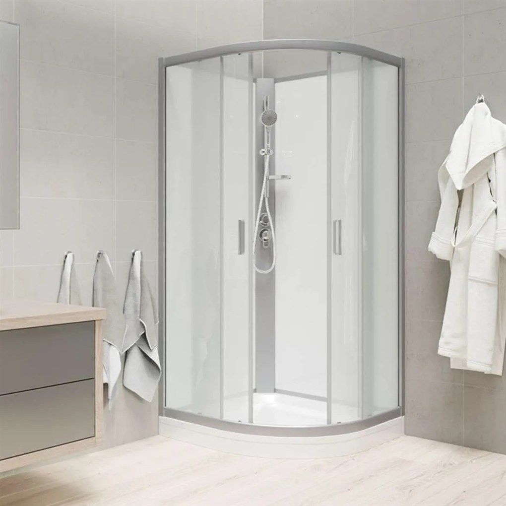 Mereo Sprchové boxy - Sprchový box 80x80 cm, bez stříšky, satin/bílá/sklo Point CK35172KMW