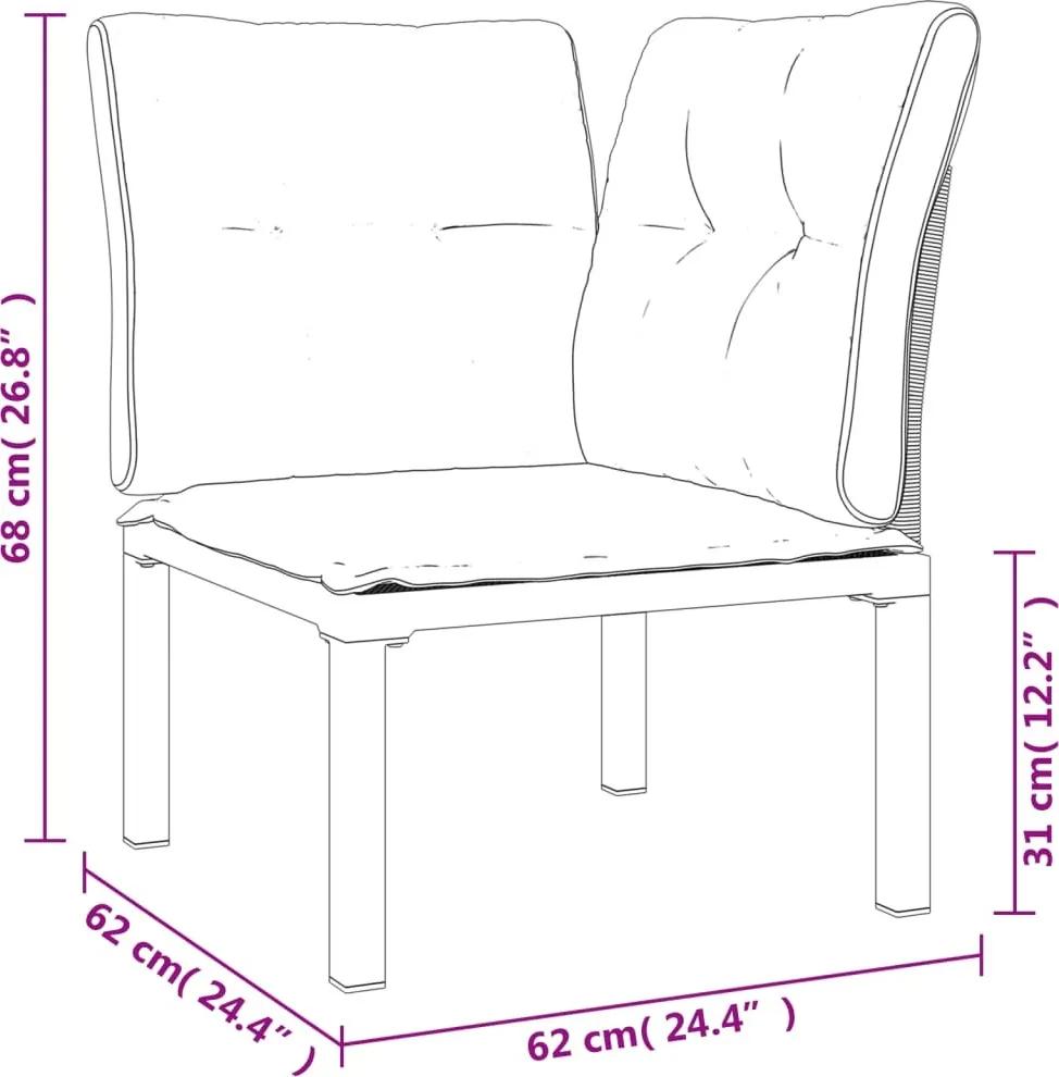 vidaXL Zahradní rohová židle s poduškami černá a šedá polyratan [362797]