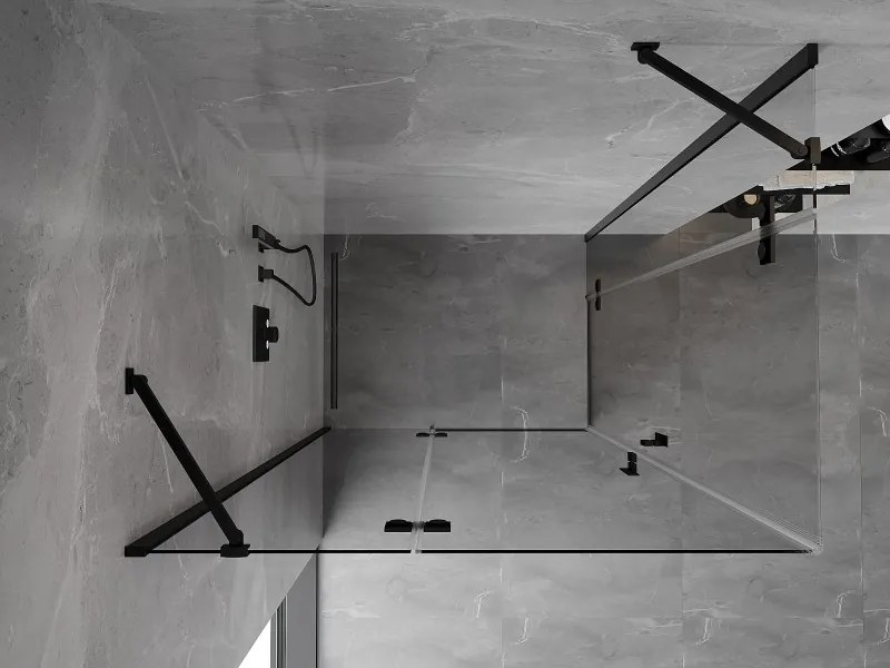 Mexen Mist-H Duo, 2-křídlý výklopný sprchový kout 105 x 80 cm, čiré sklo, černý profil, 8A5-105L-080P-70-00
