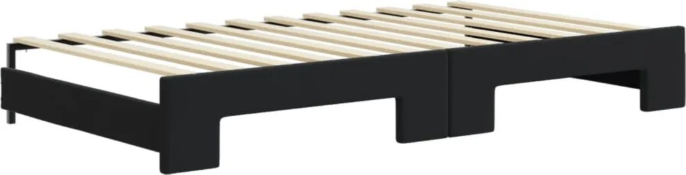 Válenda s přistýlkou a zásuvkami černá 100 x 200 cm samet 3197012