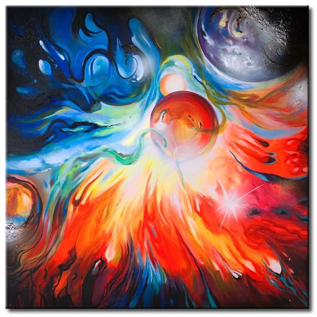 Obraz Barevný šílenství (1-dílný) - abstrakce s koulemi a efektem plamenů