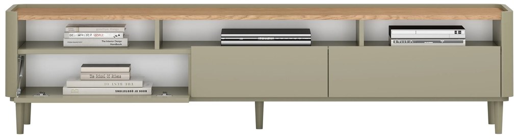 TV stolek Elivo 200 cm na nožkách - eukalyptus / dub baltic dune