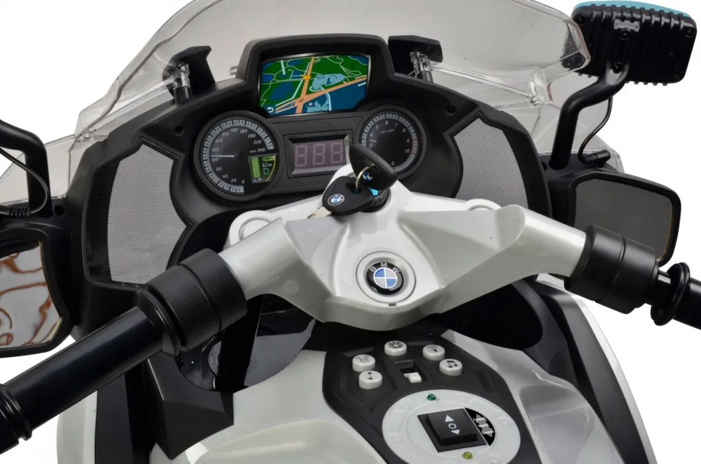 Ramiz Dětská elektrická policejní motorka BMW R1200RT + pomocná kolečka + zvuky + LED + EVA + pomalý start
