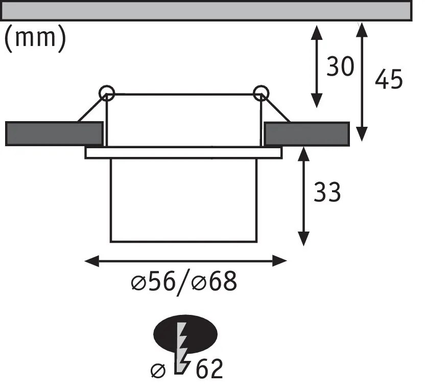 Paulmann  93384 LED Gil, bodovka v bílo-ocelové úpravě, 1x6,5W LED 2700K tříkrokové stmívání, prům. 6,8cm, IP44