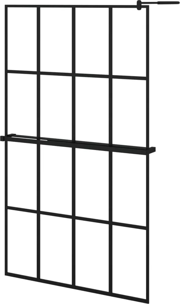 Zástěna do průchozí sprchy s policí černá 118x190 cm ESG/hliník 3185486