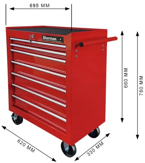 Sherman dílenská skříň na nářadí - červená