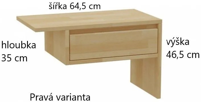 MRAVA, s.r.o. Noční stolek SAVINA ROZMĚR: (š/v/h) 64,5 x 46,5 x 35 cm - pravá