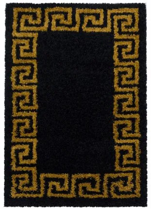 Ayyildiz koberce Kusový koberec Hera Shaggy 3301 gold Černá - 60x110 cm
