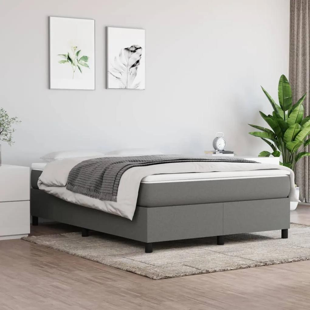 Box spring postel s matrací tmavě šedá 140x200 cm textil,  3144424