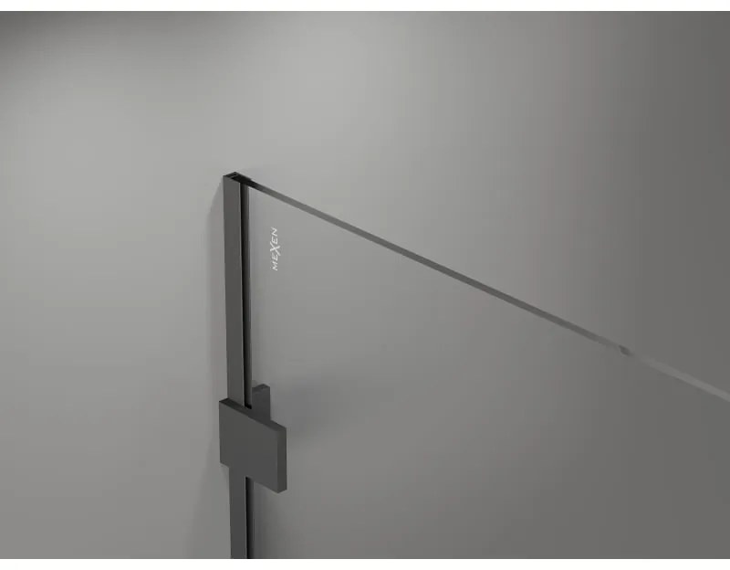 Mexen Lunar sprchová stěna levá 110 x 200 cm, 8mm čiré sklo, grafitová, 830-110-000-95-00-L